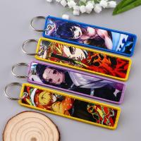 China Popular Anime Double-Sided Stainless Steel Plush Keychain with Embroidery for Motorcycle & Car Use for sale