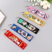 China Popular Anime Double-Sided Stainless Steel Plush Keychain with Embroidery for Motorcycle & Car Use for sale