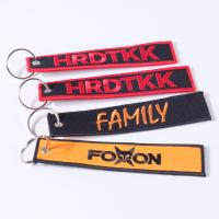 China Aviation-Themed Double-Sided Embroidered Keychain Metal Woven Rectangle Pattern Mark Doll with Eco-Friendly Cloth Label Pendant for sale