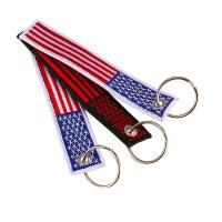 China Aviation-Themed Double-Sided Embroidered Keychain Metal Woven Rectangle Pattern Mark Doll with Eco-Friendly Cloth Label Pendant for sale