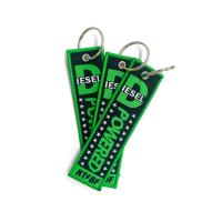 China Customized High-quality Gift Crafts Lightweight Long bar Embroidered Keychain Western Fabric  Key Tag Motorcycle Keychain for sale