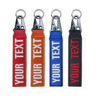 China Custom 3D Embroidered Rectangular Anime Keychain Blank Custom logo Embroidery Fabric Woven Keychain for sale