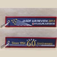 China Custom 3D Embroidered Rectangular Anime Keychain Blank Custom logo Embroidery Fabric Woven Keychain for sale