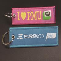 China Custom 3D Embroidered Rectangular Anime Keychain Blank Custom logo Embroidery Fabric Woven Keychain for sale