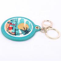 China Customized Leather Round High-Quality Keychain Backpack Pendant Embroidery Business Gifts for sale