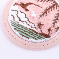 China Toothbrush Embroidered Leather Key Ring Pink Island Scenery Premium Embroidery Keychain 3D High-Quality Double-Sided for sale