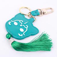 China Embroidered Tassel Leather Cat Key Chain Pendant Car Decorative Pendant Customized Good Luck Pendant for sale