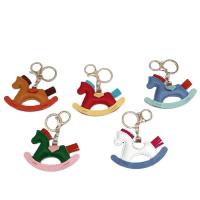 China Ins Handmade Leather Green Horse Bag Pendant Key Chain Pony Pendant Cartoon Rocking Horse Leather Pendant Wholesale for sale