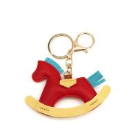 China Ins Handmade Leather Green Horse Bag Pendant Key Chain Pony Pendant Cartoon Rocking Horse Leather Pendant Wholesale for sale