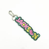 China WS Custom Embroidery Felt Logo Jet Tag Keychain Silk Screen Printing Motorcycle Car Anime Key Tags for sale