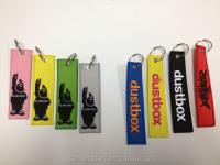China Creative Bag Pendant Key Rings Custom Embroidered Keychain with Zipper Strip Featuring Dog Fruit Panda Rectangle Patterns for sale