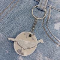 China Customized Embroidered Woven Mark Printing Key Ring Life Jacket Surfing Diving Cartoon Shark Keychain for sale