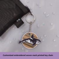 China Customized Embroidered Woven Mark Printing Key Ring Life Jacket Surfing Diving Cartoon Shark Keychain for sale