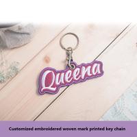 China Processing Customized Name Words Logo Design and Production of Long Pendant Computer Embroidery Key Chain for sale