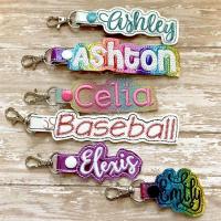 China Processing Customized Name Words Logo Design and Production of Long Pendant Computer Embroidery Key Chain for sale