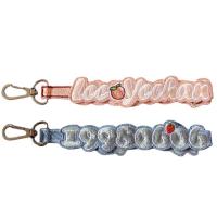 China Processing Customized Name Words Logo Design and Production of Long Pendant Computer Embroidery Key Chain for sale