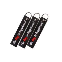 China Processing Customized Name Words Logo Design and Production of Long Pendant Computer Embroidery Key Chain for sale