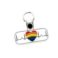 China Pride Heartbeat Keychain, Pride Key Chain Rainbow Pride Zipper Pull, Stitched Rainbow Pride Bag Tag  Rainbow Pride Keychain for sale