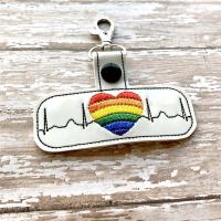 China Pride Heartbeat Keychain, Pride Key Chain Rainbow Pride Zipper Pull, Stitched Rainbow Pride Bag Tag  Rainbow Pride Keychain for sale