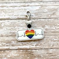 China Pride Heartbeat Keychain, Pride Key Chain Rainbow Pride Zipper Pull, Stitched Rainbow Pride Bag Tag  Rainbow Pride Keychain for sale