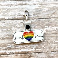 China Pride Heartbeat Keychain, Pride Key Chain Rainbow Pride Zipper Pull, Stitched Rainbow Pride Bag Tag  Rainbow Pride Keychain for sale