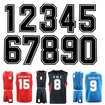 China Team Uniform Sports T-Shirt Heat Transfer Patches With Soft Iron Jersey Numbers 0-9 for Football Basketball Baseball for sale