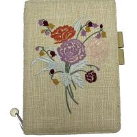 China Flower Embroidery Cotton and Linen Cover Student Notebook Custom Logo Cover Embroidery Design Notepad for sale