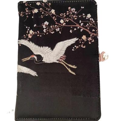 China Embroidery Cover High-End Leather Notebook Hardcover Pu Leather Cover With Fancy Embroidery for sale