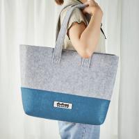 China Minimalist Large Capacity Casual Tote Felt Handbag Durable Sturdy Handles Custom Open Embroidery Logo Soft Fashionable Letter for sale