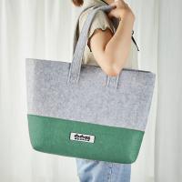 China Minimalist Large Capacity Casual Tote Felt Handbag Durable Sturdy Handles Custom Open Embroidery Logo Soft Fashionable Letter for sale