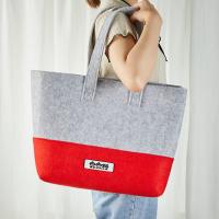 China Minimalist Large Capacity Casual Tote Felt Handbag Durable Sturdy Handles Custom Open Embroidery Logo Soft Fashionable Letter for sale