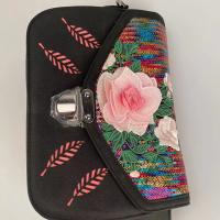 China Romantic Garden Style Women's Elegant Floral Print Evening Clutch Customized Leather Shoulder Bag Zipper Closure Canvas/PU for sale