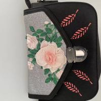 China Romantic Garden Style Women's Elegant Floral Print Evening Clutch Customized Leather Shoulder Bag Zipper Closure Canvas/PU for sale