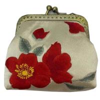 China Customized Wholesale High Quality Polyester Embroidery England Style Ladies Coin Purse Button Closure Chains Decoration Cotton for sale