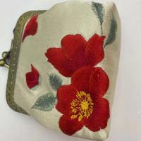 China Customized Wholesale High Quality Polyester Embroidery England Style Ladies Coin Purse Button Closure Chains Decoration Cotton for sale