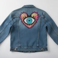 China Custom Ecofriendly Punk Style Iron-on Denim Applique Embroidery Patches with Heart Shape for Jackets and Clothing for sale