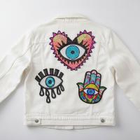 China Custom Ecofriendly Punk Style Iron-on Denim Applique Embroidery Patches with Heart Shape for Jackets and Clothing for sale