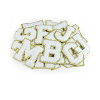 China Custom Designed English Letter 3D Chenille Patches Iron-On Sequins Embroidery with Ironing for Clothing Hats-1-3 Day Sample Time for sale