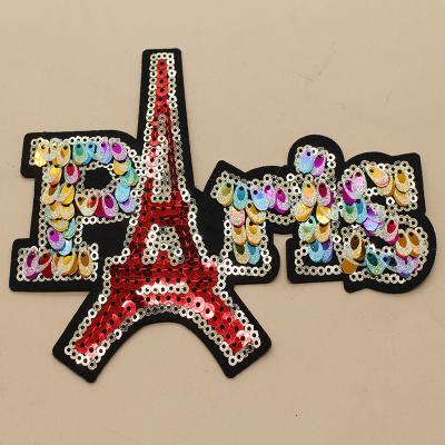 China Custom Eco-Friendly Felt Fabric Iron-On Embroidery Sequin Resin Patches for Clothing and Hats for sale