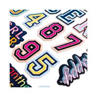 China Wangshun Iron-On Embroidered Felt Patches with Custom Letters & Numbers for Hats Bags Keychains for sale