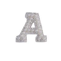 China Alphabet Jewelry DIY Crafts Embroidered Patches White Pearls Rhinestone Ironing Cloth Woven Embroidery Applique Sequins Canvas for sale
