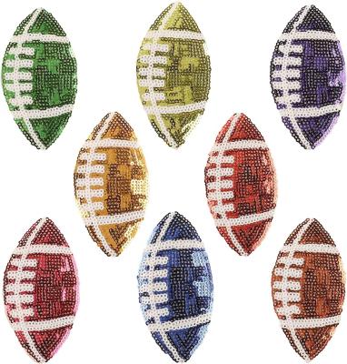 China Sequin Football Rugby Patch for Women Man Clothing Bag Iron-on Sequin Fabric for College Jersey Game Day Clothing Patches for sale