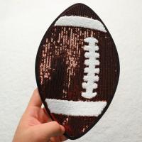 China Sequin Football Rugby Patch for Women Man Clothing Bag Iron-on Sequin Fabric for College Jersey Game Day Clothing Patches for sale