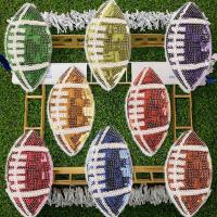 China Sequin Football Rugby Patch for Women Man Clothing Bag Iron-on Sequin Fabric for College Jersey Game Day Clothing Patches for sale