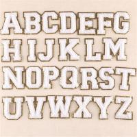 China Customizable Color 0-9 Embroidered Iron-On Patch With Sequins Chenille Fabric Jersey Clothing Number Letter Patches for sale