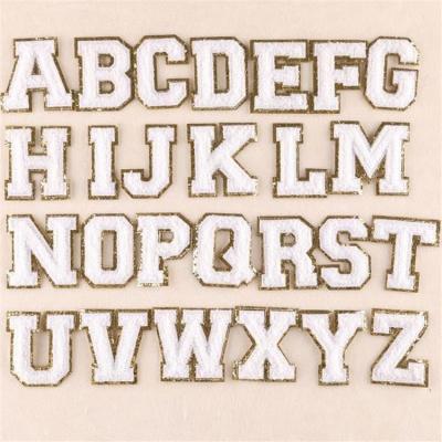 China Customizable Color 0-9 Embroidered Iron-On Patch With Sequins Chenille Fabric Jersey Clothing Number Letter Patches for sale