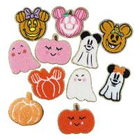 China Custom Embroidered Patches Iron on Chenille Flat Patches Bulk Halloween Glitter Cloth Bag Hat Badge for sale