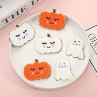China Custom Embroidered Patches Iron on Chenille Flat Patches Bulk Halloween Glitter Cloth Bag Hat Badge for sale