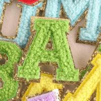 China Chenille Patches Custom logo Adhesive Letters Fuzzy Patches Alphabet School Fabric Badges for sale