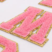 China Chenille Patches Custom logo Adhesive Letters Fuzzy Patches Alphabet School Fabric Badges for sale